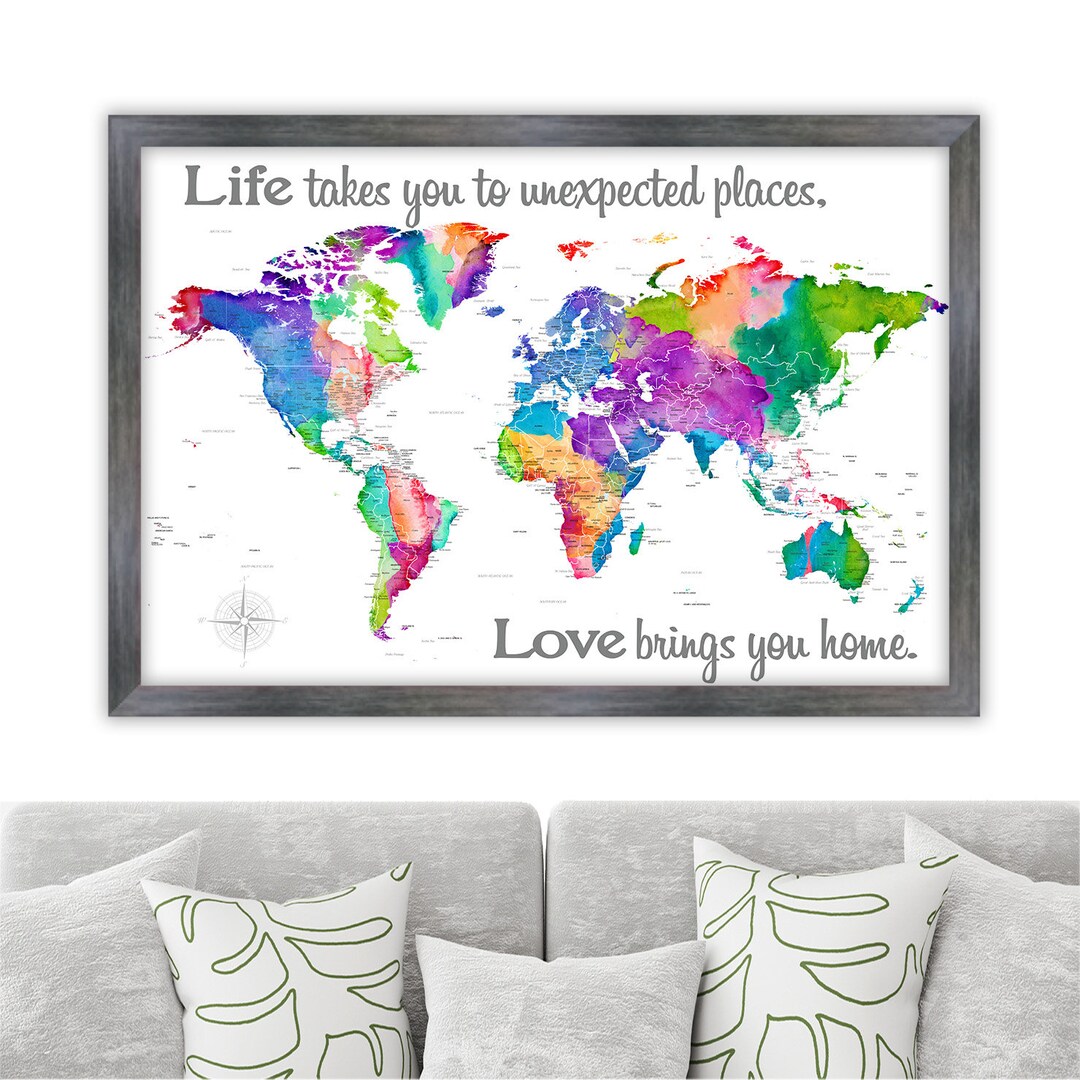 Fun and Colorful World Map With Detailed Labels. Map or the World Wall ...