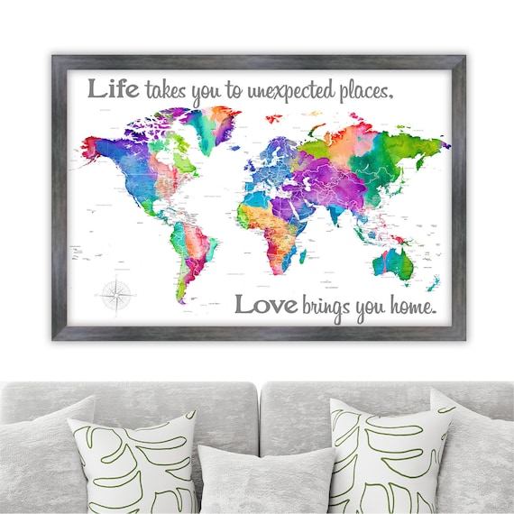 Fun and Colorful World Map With Detailed Labels. Map or the | Etsy