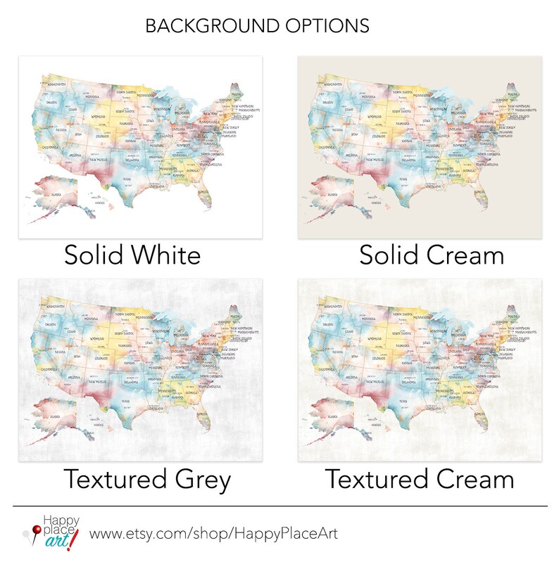 USA Travel Map Pretty USA Pinboard Wall Map for Young Woman | Etsy