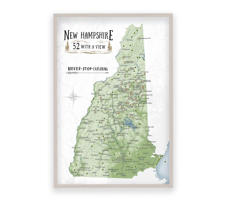 Push Pin Map New Hampshire State Parks and 52 With a View - Etsy