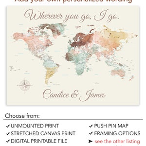 Romantic Personalized World Map Print, Customize the Message, 1st ...