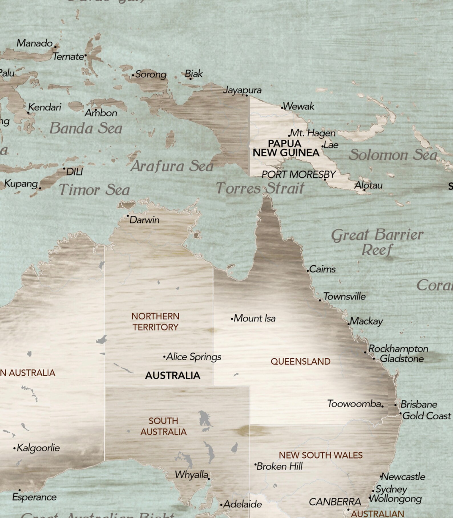 Vintage Style Modern Map USA States on World Map Distressed | Etsy