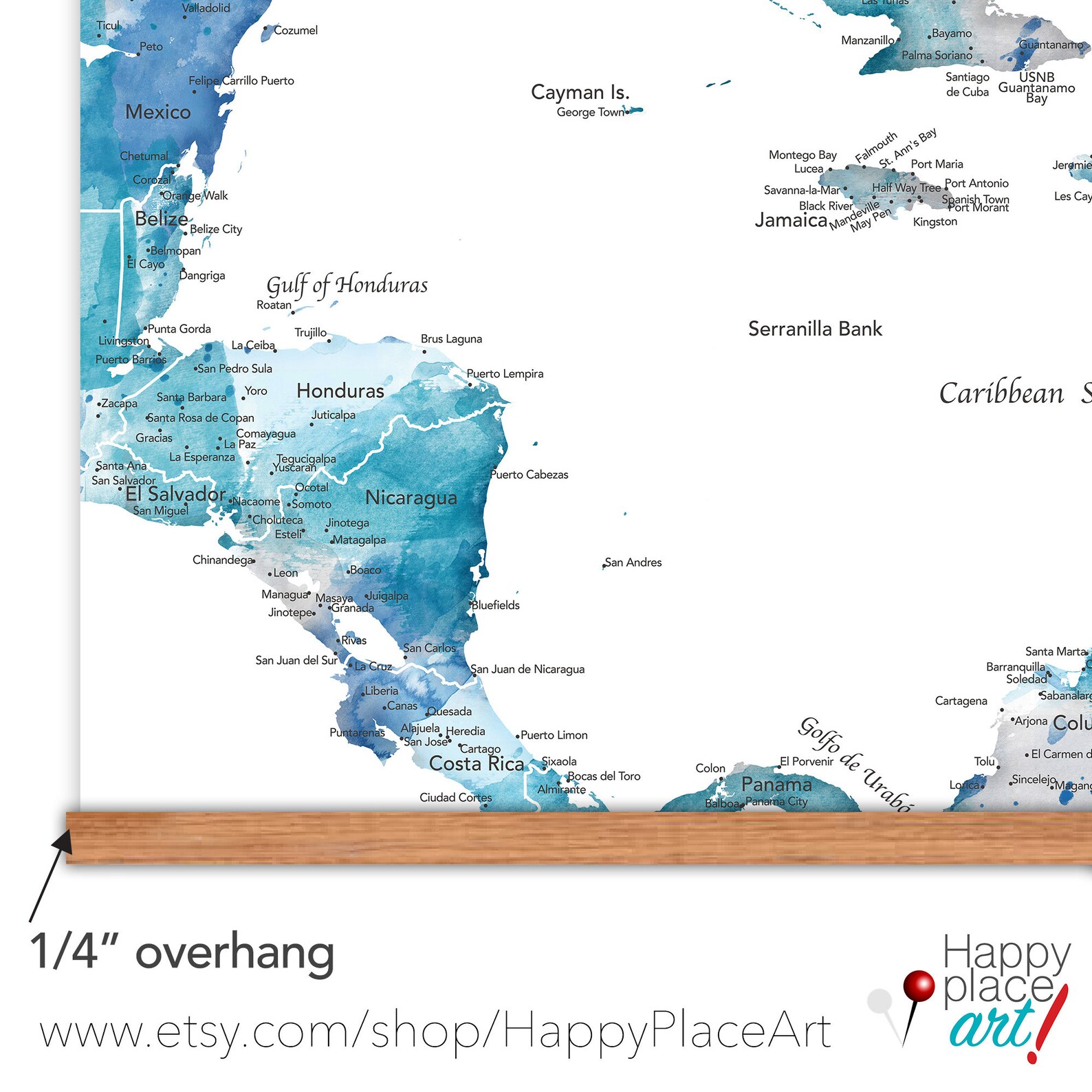 Caribbean Map Canvas, Caribbean Island Map, Large Map of Caribean ...