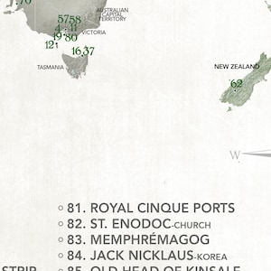 World's Top 200 Golf Courses Push Pin Map, Top 100 USA Courses & 100 ...