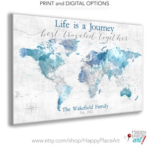 Life is a Journey World Map for Mom, Mother's Day Gift Map for Family ...