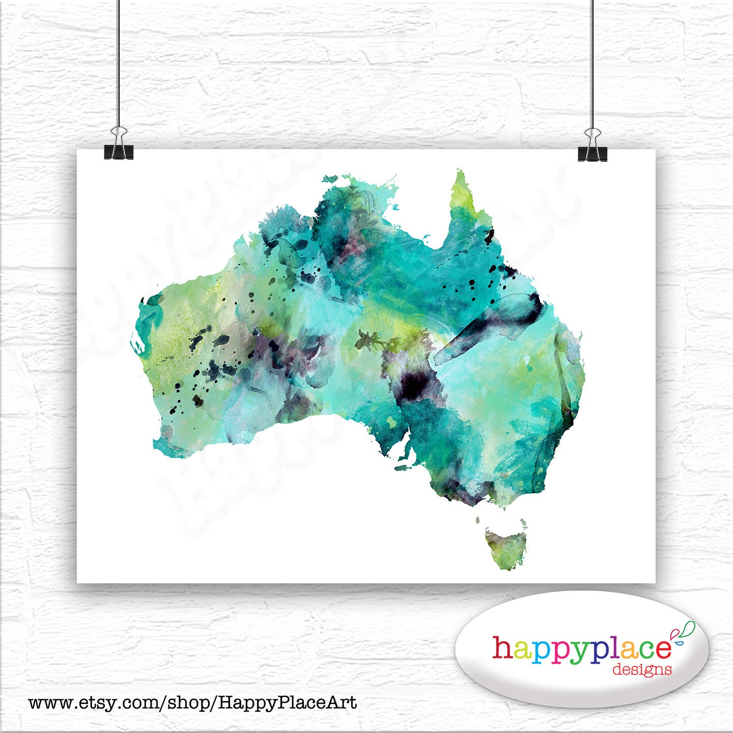 Watercolour Map of Australia Large Australian Map Poster | Etsy