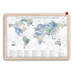 Top Golf Courses World Map. Push Pin Golf Quest Map, Mark Golfing ...