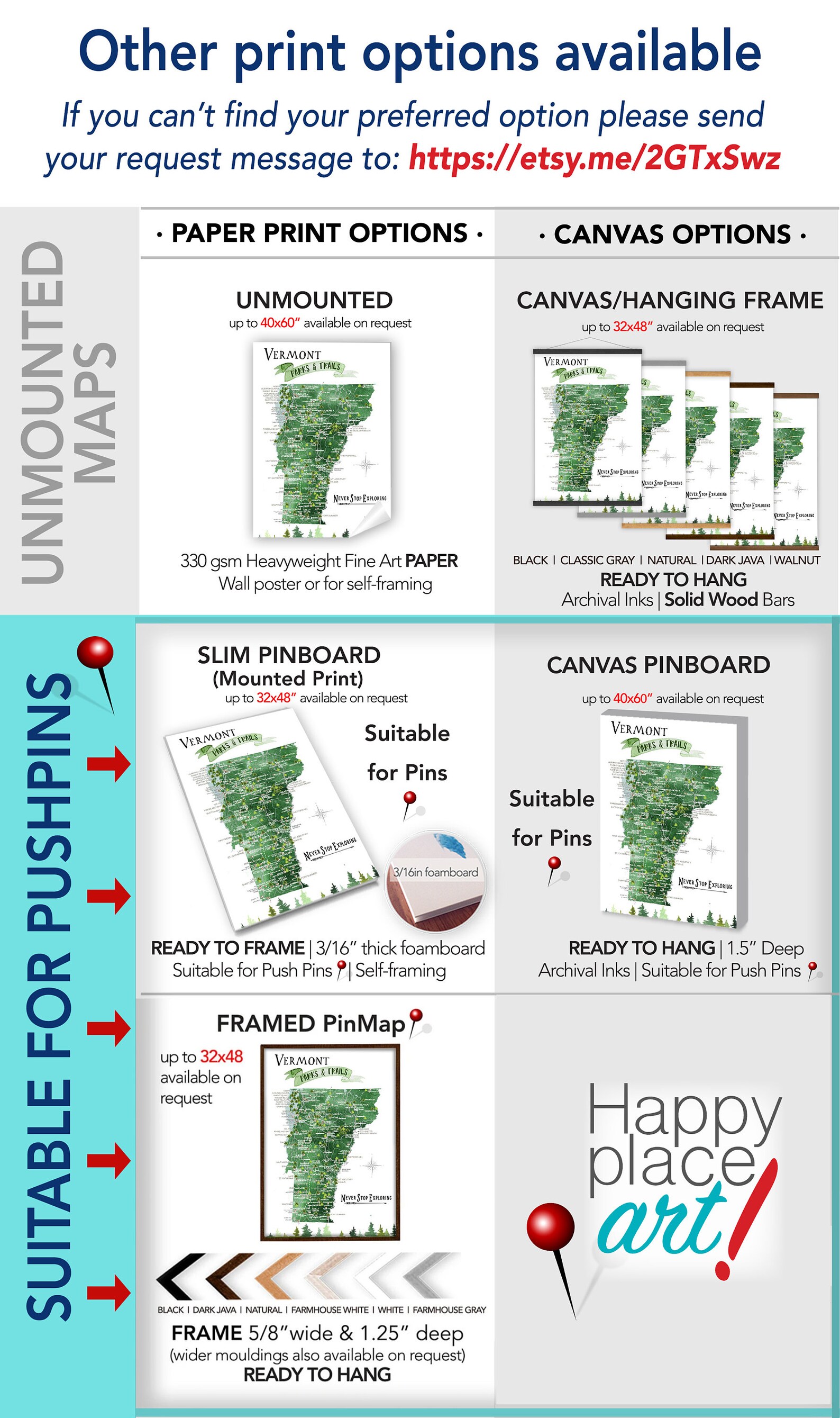 Vermont Hiking Trails & State Parks of VT, Personalized Vermont Map ...