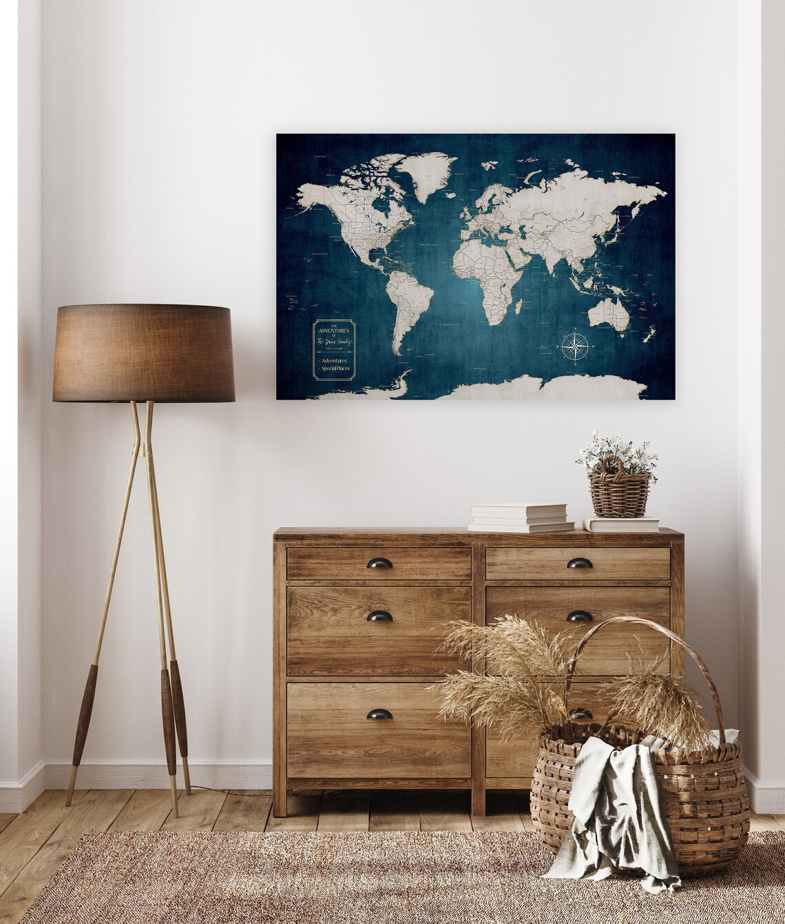 Executive Style World Map Office Wall Decor Personalized - Etsy