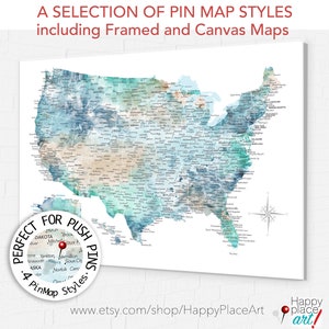 United States Map for Pins, USA Map for Family Who Loves Travel and ...