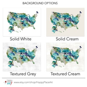 Very Large USA Map, Watercolor Khaki & Teal, Watercolor USA Map, Travel ...