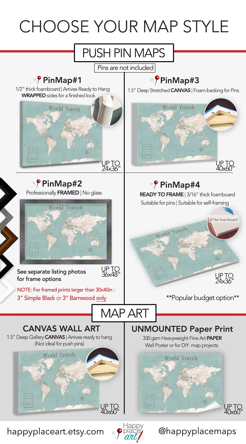 Push Pin Map of the World to Pin Travels. Personalize With a - Etsy