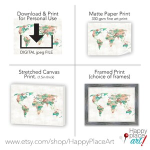 Very Large World Map, Custom World Map, Large Printable Watercolor ...