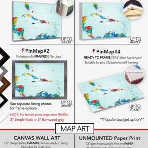 Caribbean Push Pin Map, Pretty Travel Map, Personalized Bucket List Map ...