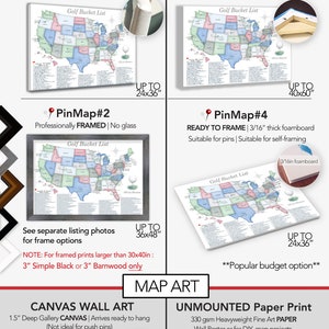 Gift Idea for Female Golfer, Push Pin Map of Golf Locations in the USA ...