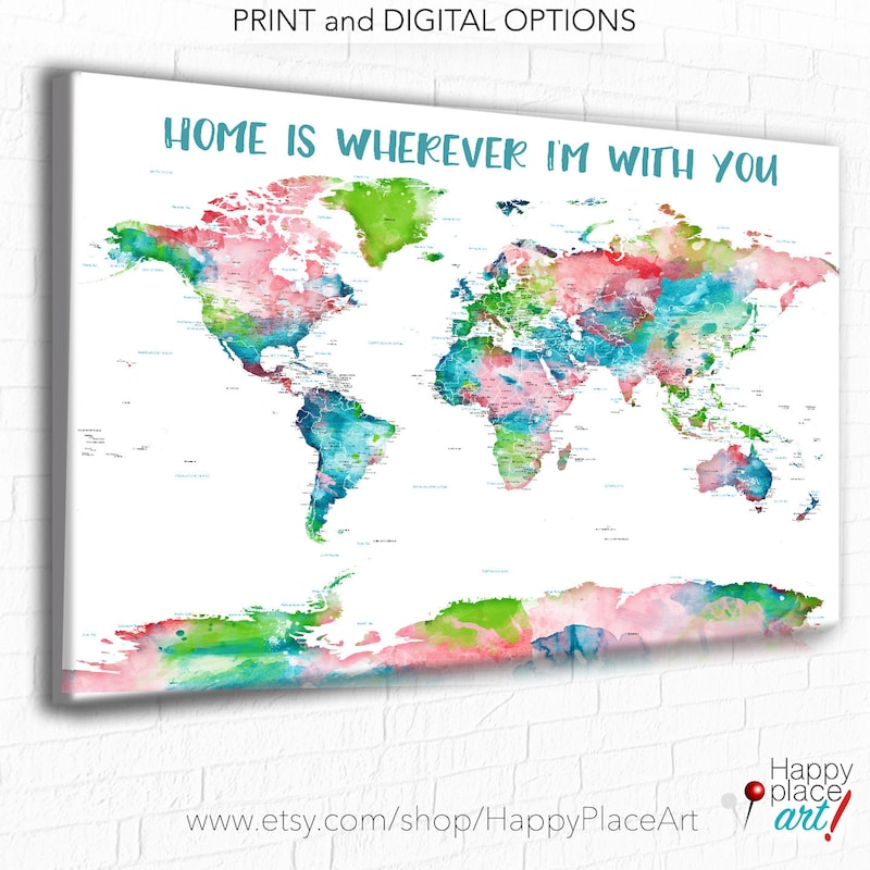 World Map Push Pin - Etsy