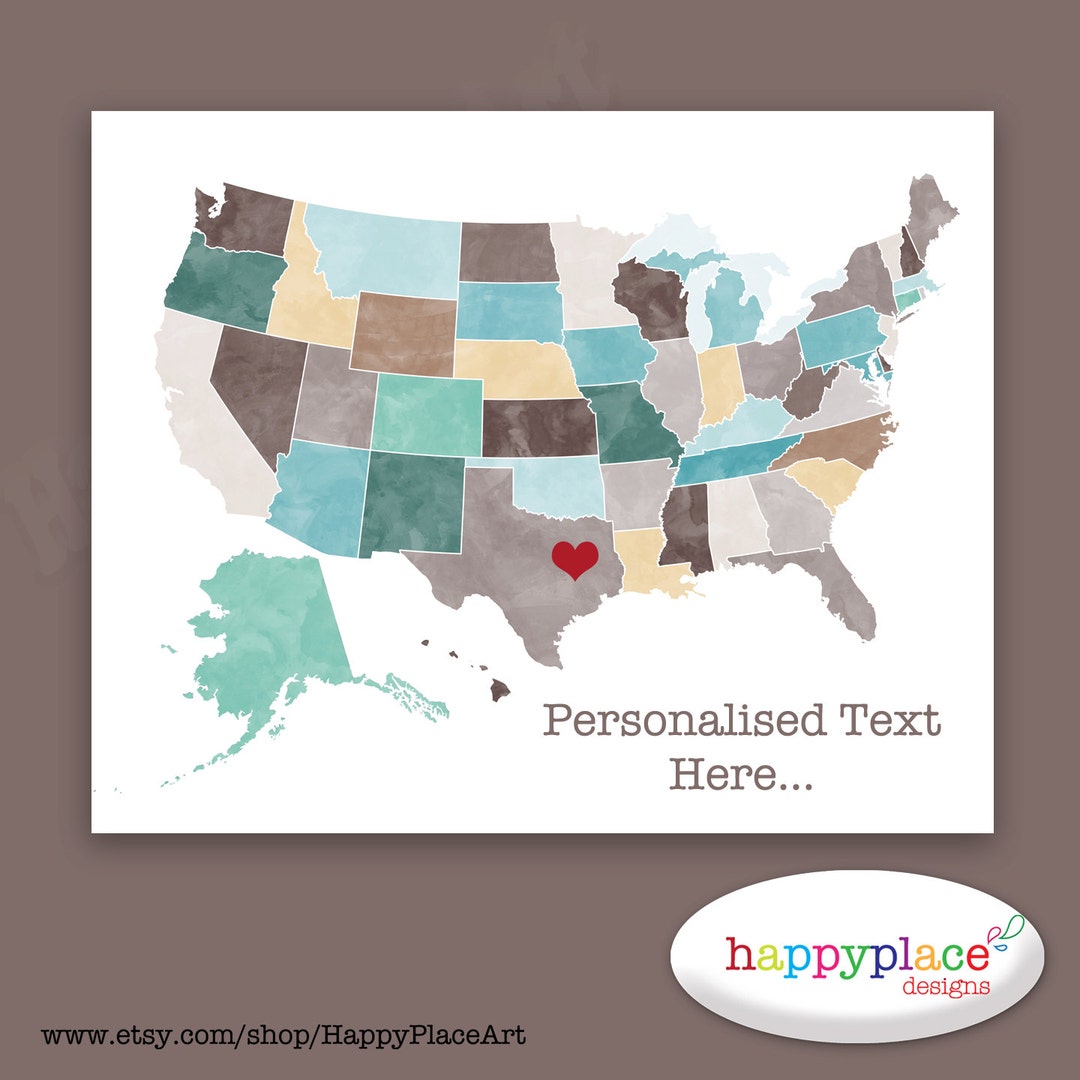 Custom USA Map, Great as Wedding Map, Large Travel Map, Canvas Wall Art ...