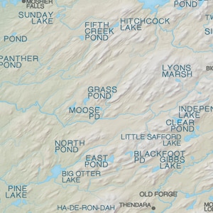 Adirondack Rivers and Lakes Map, ADK Fishing Map Gift, New York ...