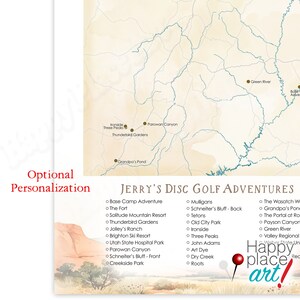Top Disc Golf Courses Utah Map, Poster, Canvas or Push Pin Map, Mark ...