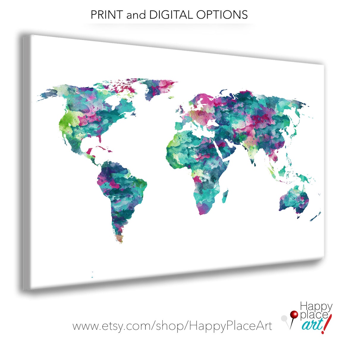 Teal world map World Map World Map Poster Large World Map | Etsy