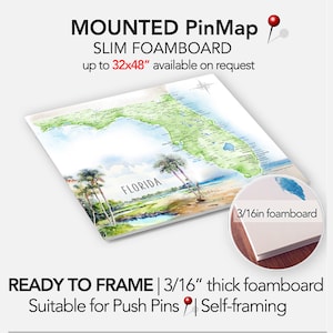 Push Pin Map of Florida Map FL State Map With Cities, Canvas Wall Art ...
