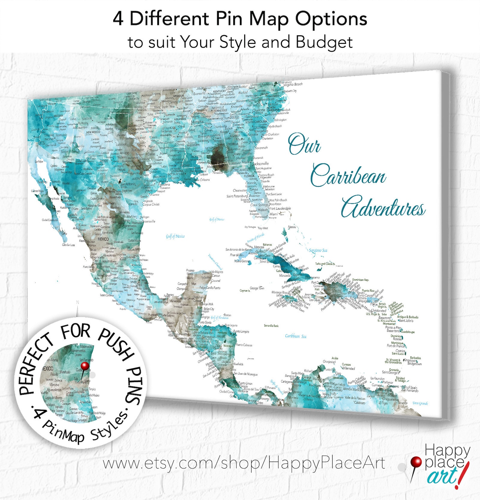 Personalized Caribbean Map of Travels Island Adventures or - Etsy