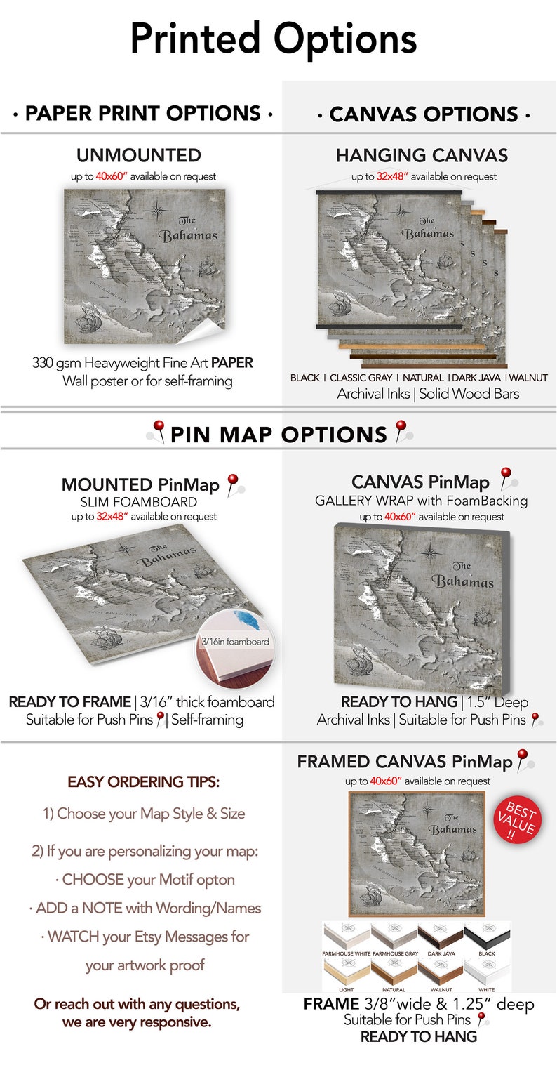 Large Bahamas Wall Map Travel Theme Decor Map Gift for - Etsy