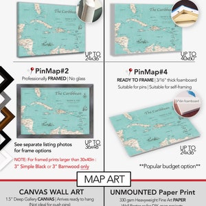 Personalized Push Pin Map of Caribbean With Frame or Ready to Hang ...