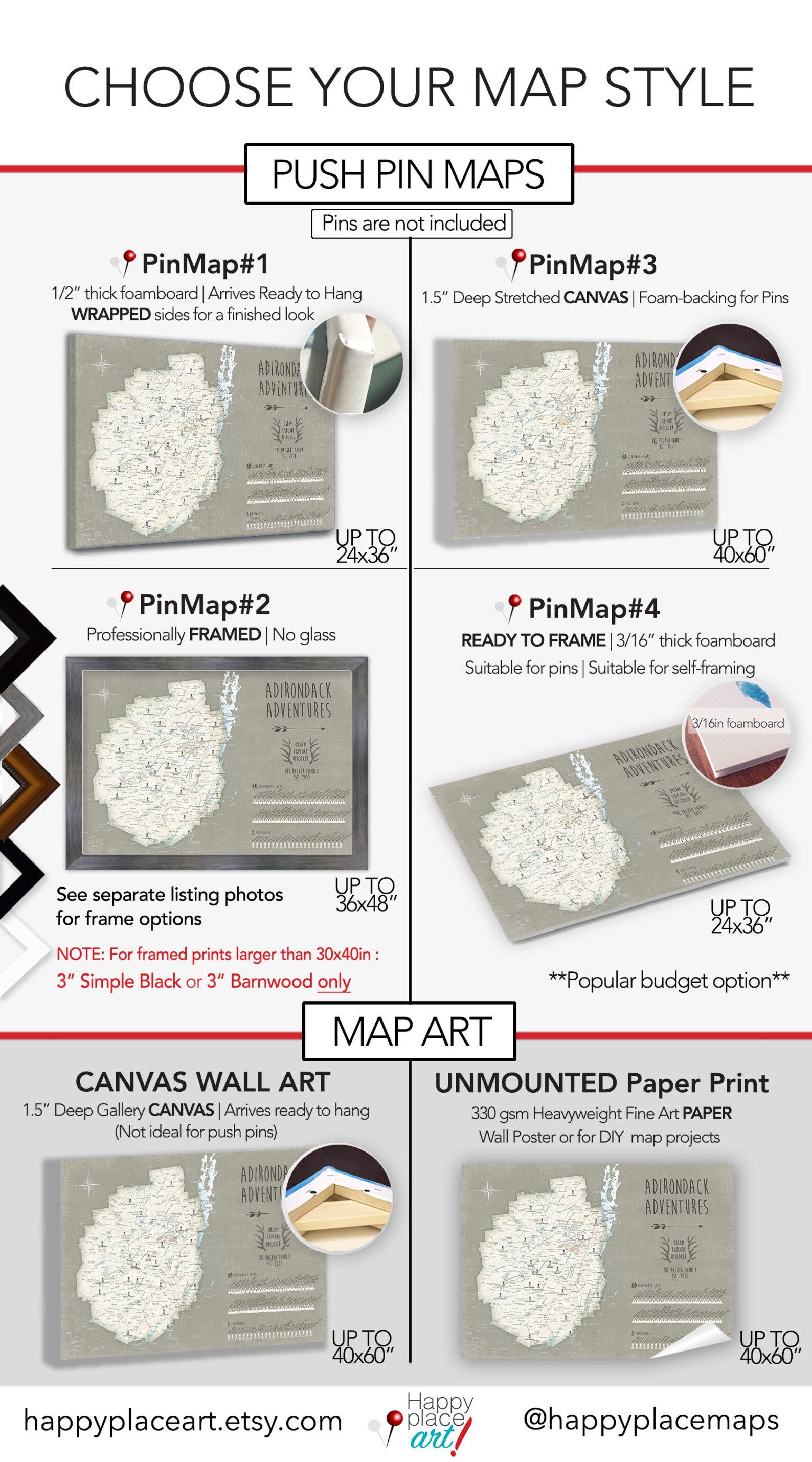 Hike the 46 Peaks & Pin Your Progress on a Push Pin Map Adirondack ...