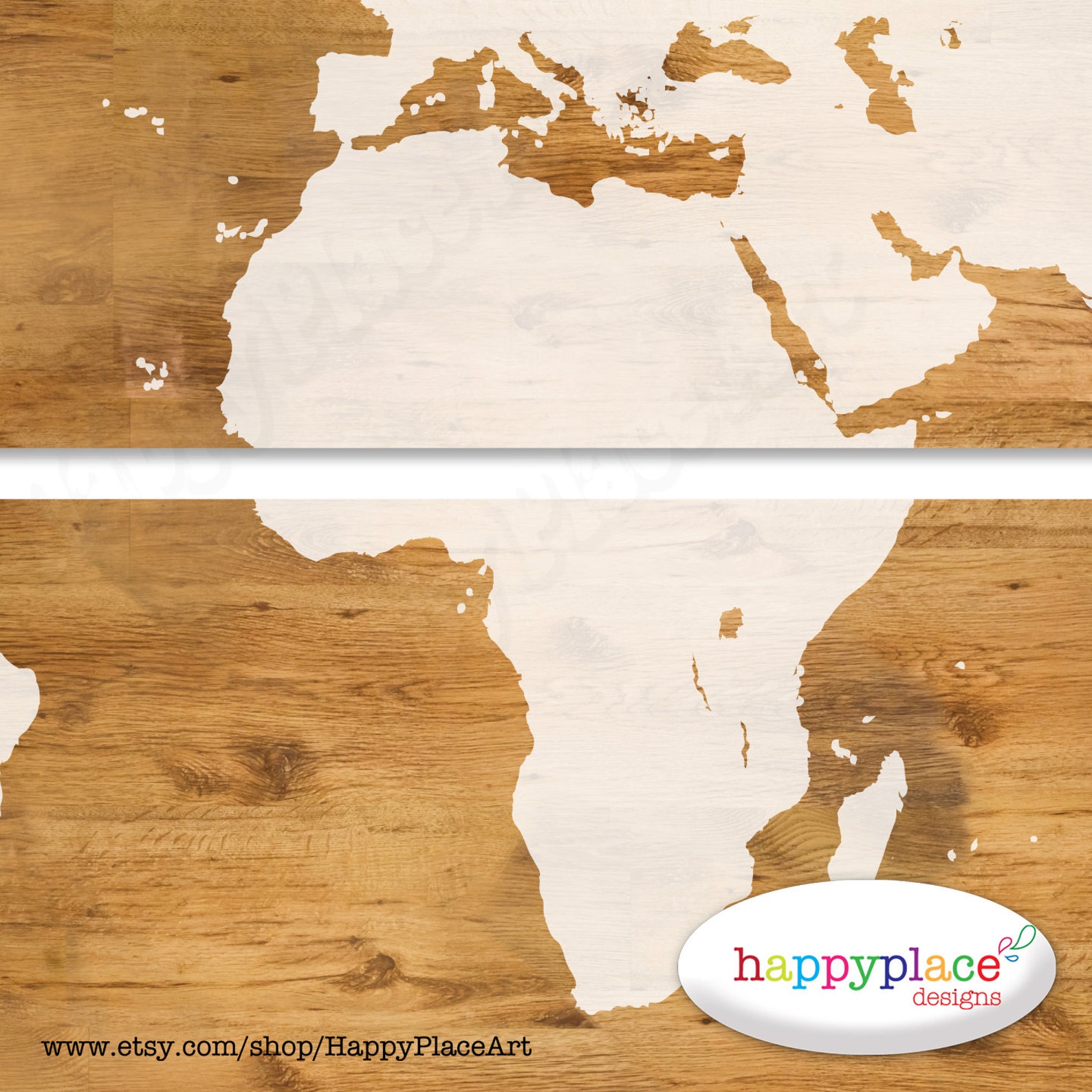 Cream World Map Print With Timber Wood Grain Texture. 6 Panels - Etsy