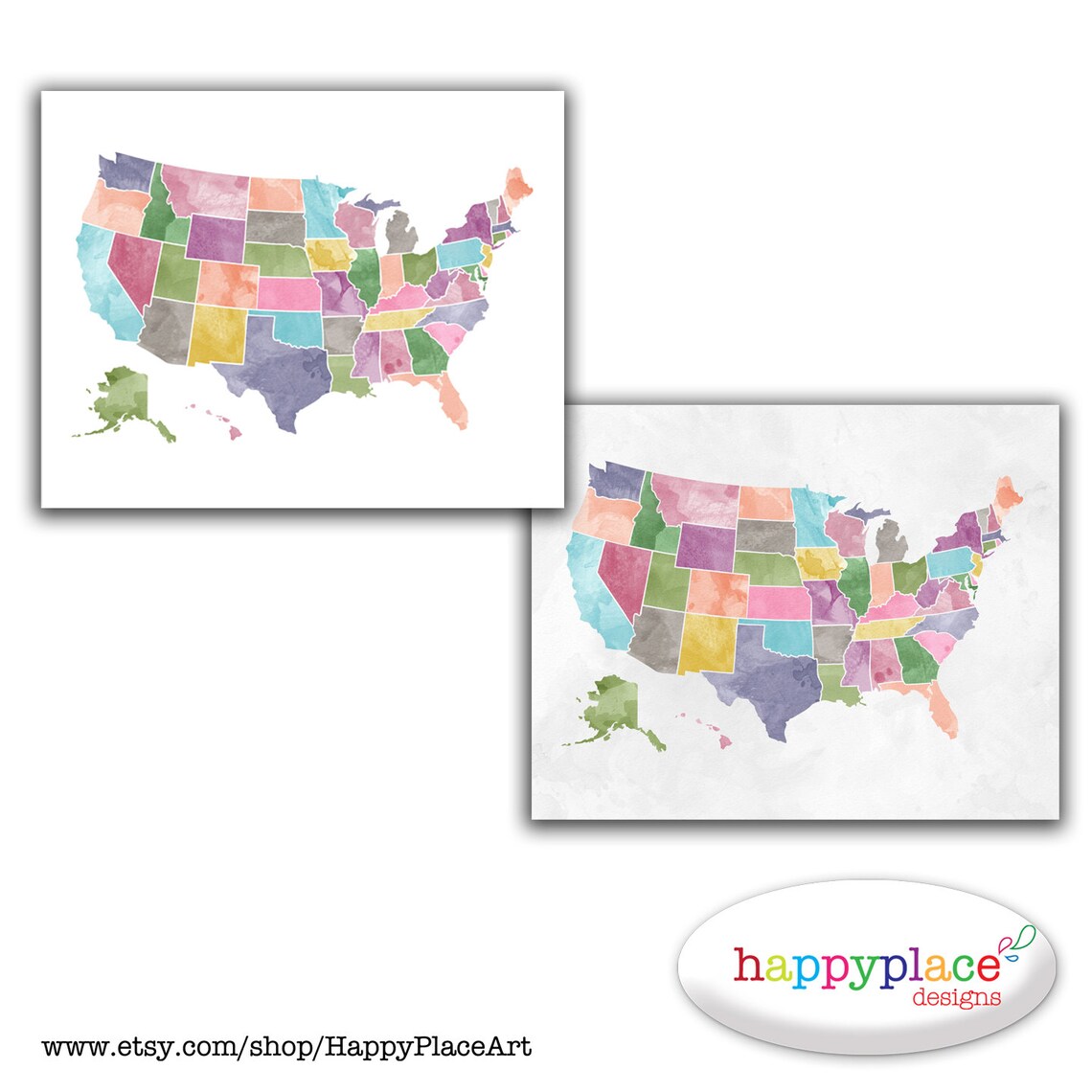 USA Map Watercolor Printable for Instant Download in 8x10 and - Etsy