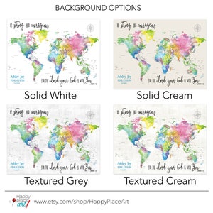 Christian World Map With Scripture, Be Strong and Courageous, Any ...