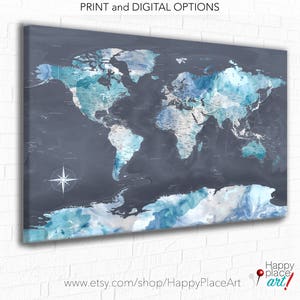 World Map, Muted Tones, Large World Map, Map With Cities, City Labels ...