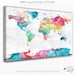 Pretty World Map, Pink and Blue, Large Colorful Wall Art, Personalized ...
