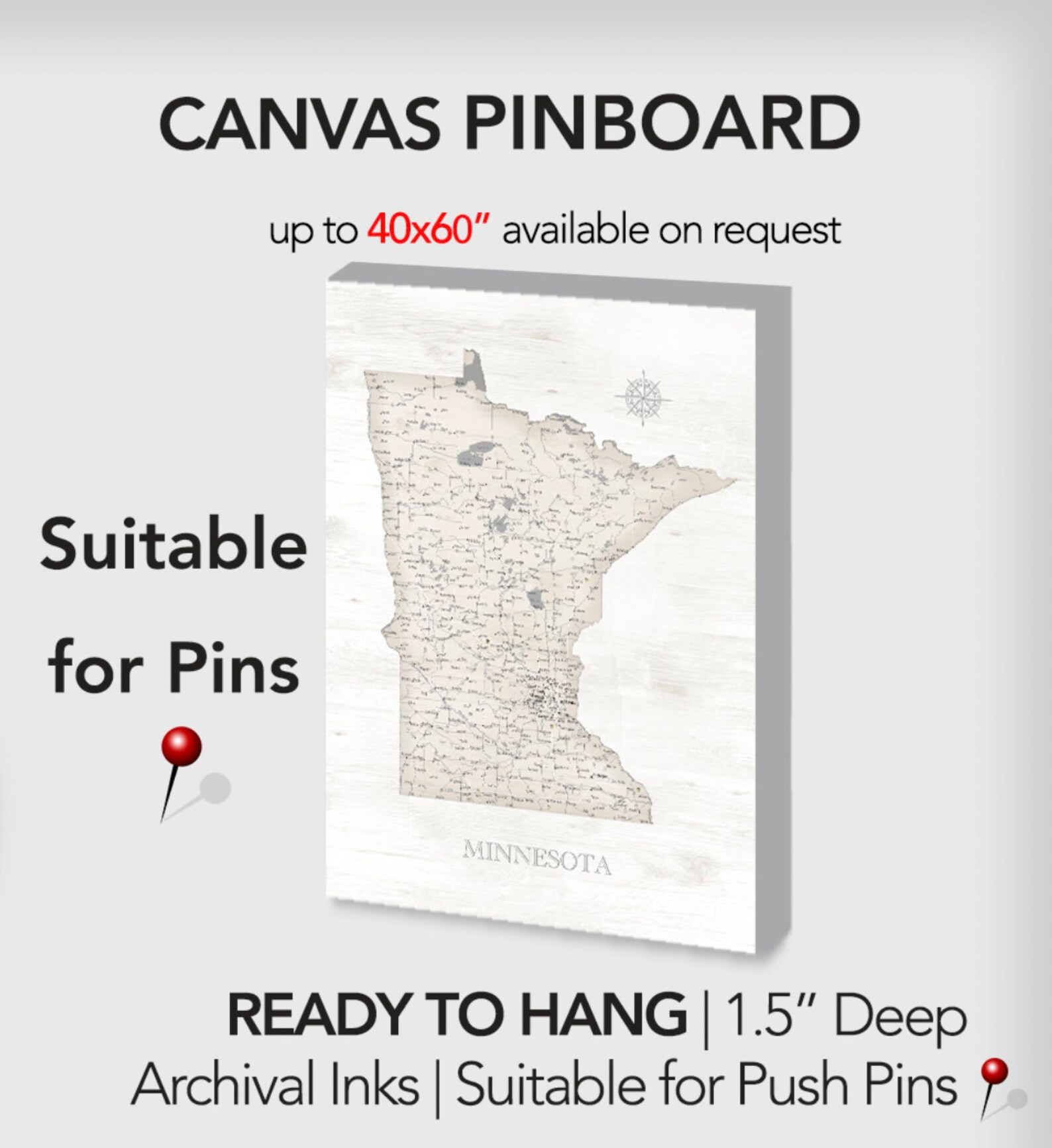 Minnesota Map, Large Detailed MN Wall Map, Personalized Road Trip Art ...