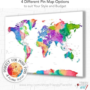 Large Bright Colorful World Map With City, Country and Ocean Labels ...