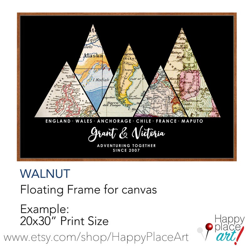 Customized Travel Map Print Gift up to 10 Locations | Etsy