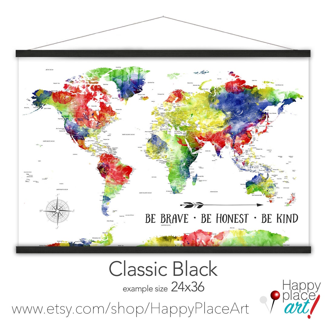 Bright Colorful Map of the World Map for Kids, Children's Adventure ...