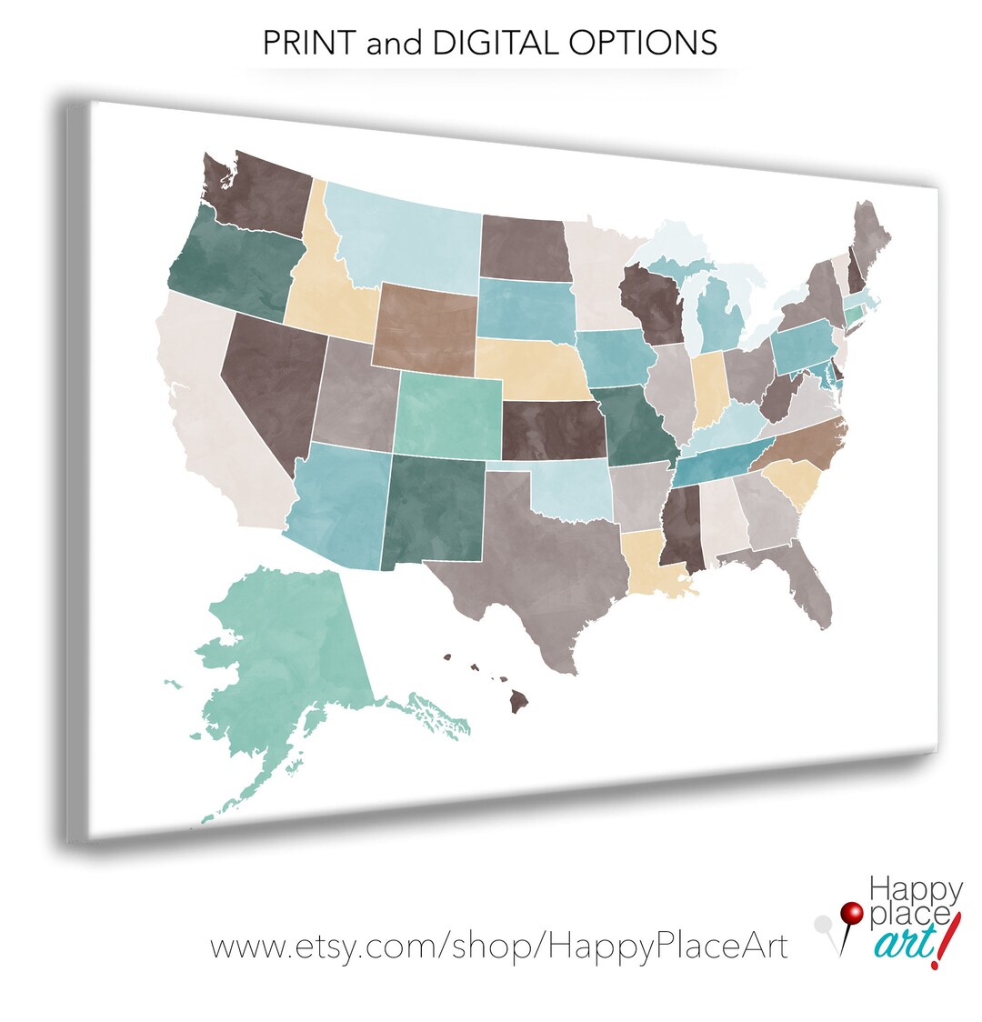 Personalized USA Map, Large US Canvas Map, Graduation Gift, Travel Map ...