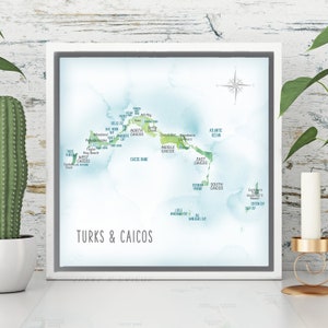 Turks and Caicos Map, Detailed Caribbean Vacation Souvenir Map, Island ...