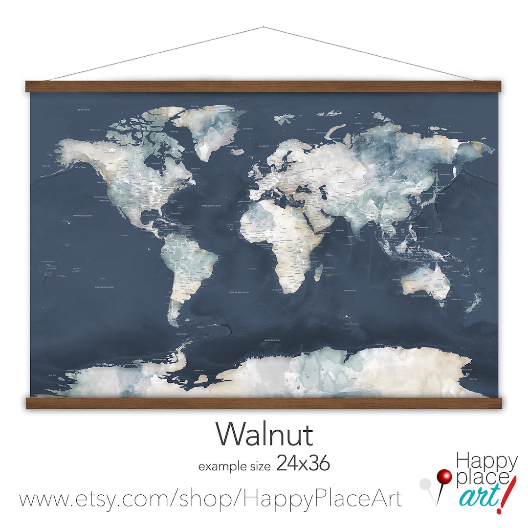 Large Office Wall Map, Personalized World Map, Executive Wall Art ...