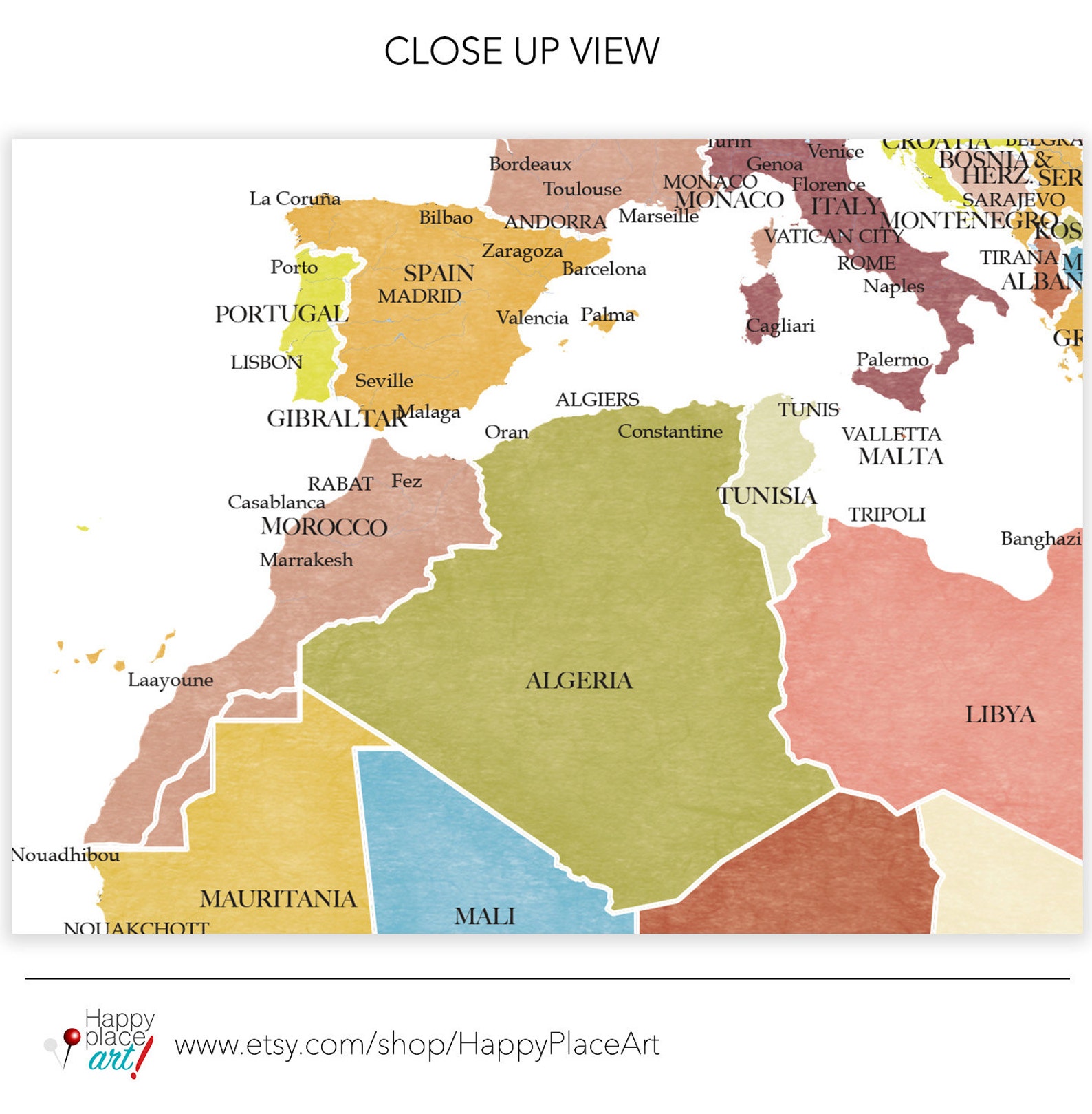 Large World Map Modern Detailed Map Art Political Country | Etsy