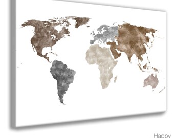 Neutral World Map - Etsy
