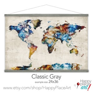Large Map of the World for Office Wall, World Map With Cities, Hanging ...