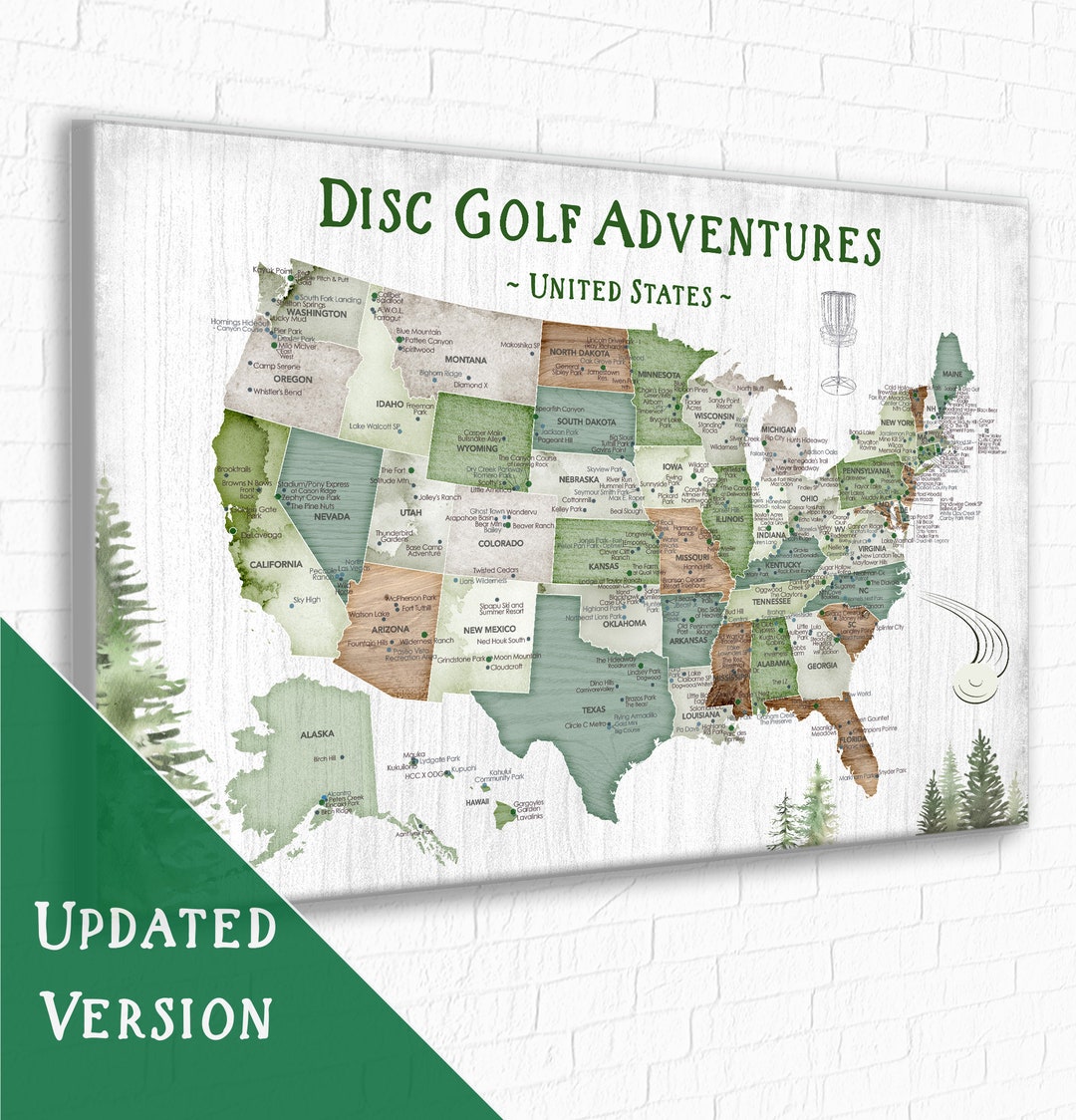 Disc Golf Push Pin Map, USA Best Courses Each State in USA, Discgolf ...