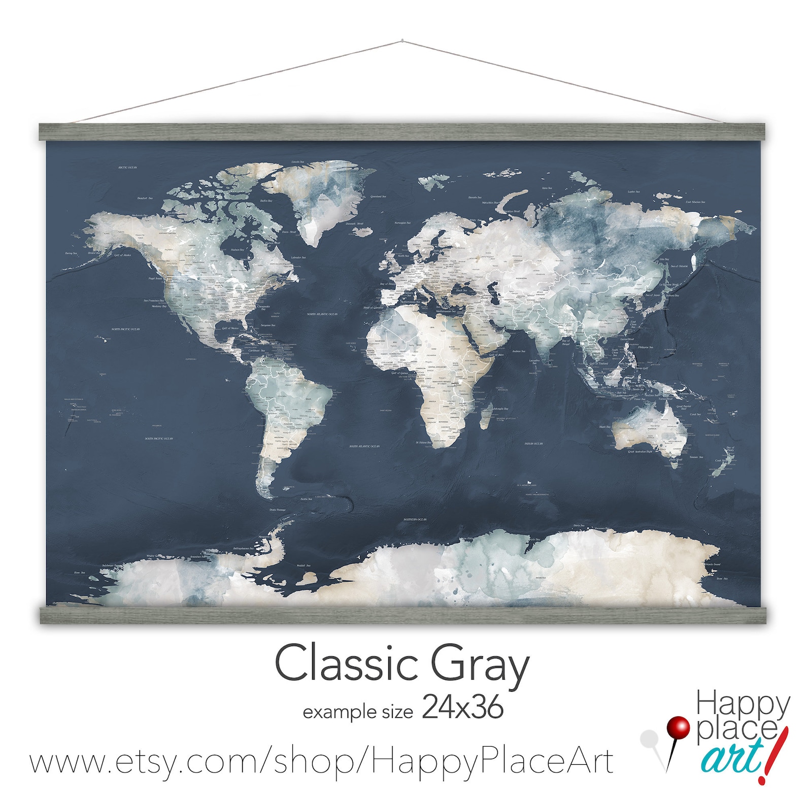 Large Office Wall Map Personalized World Map Executive Wall | Etsy