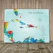 Caribbean Push Pin Map, Pretty Travel Map, Personalized Bucket List Map ...