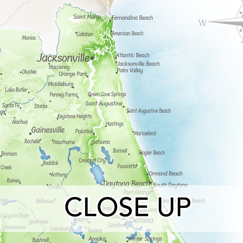 Push Pin Map of Florida Map FL State Map With Cities, Canvas Wall Art ...