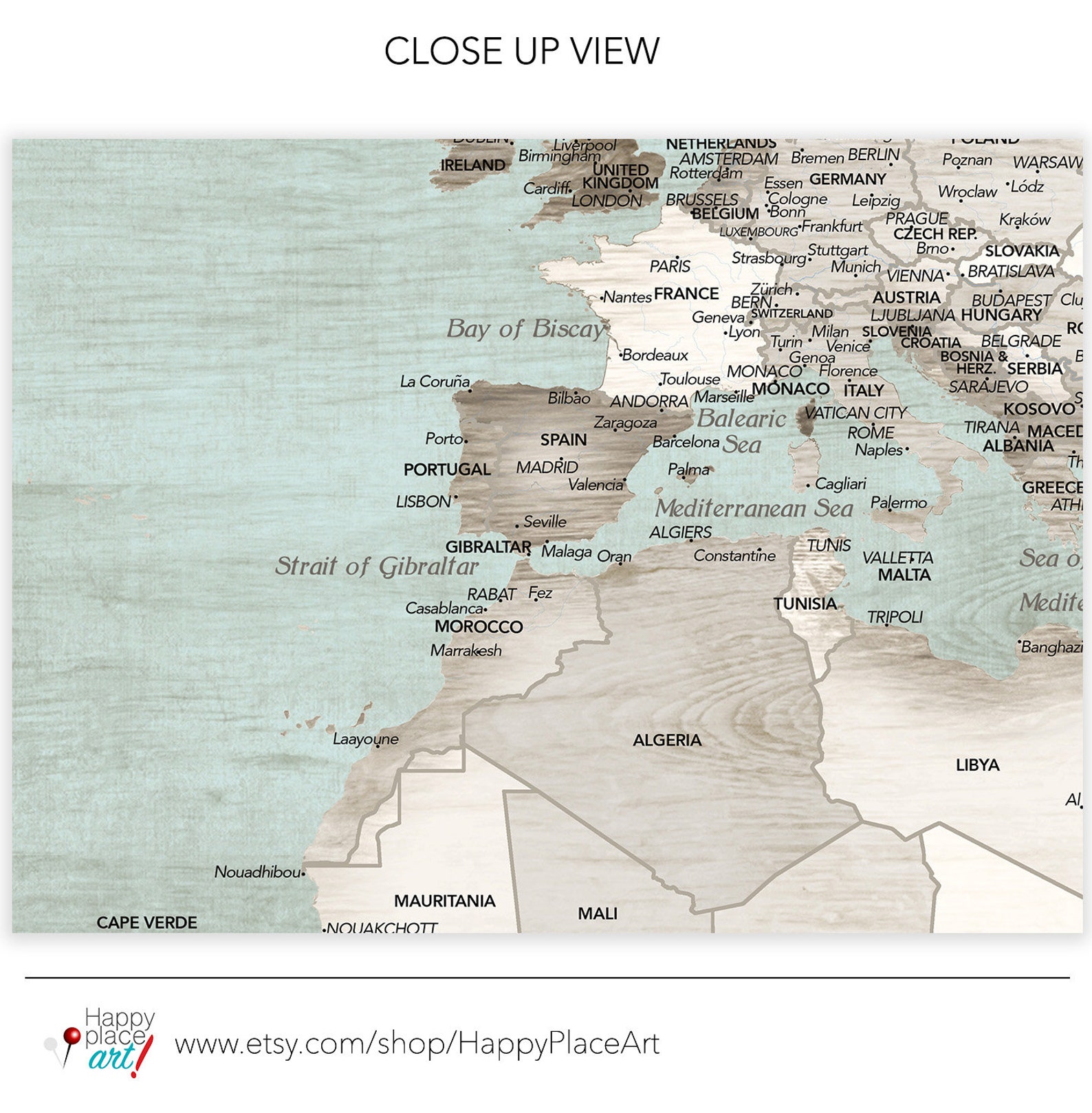 Vintage Style Modern Map USA States on World Map Distressed | Etsy
