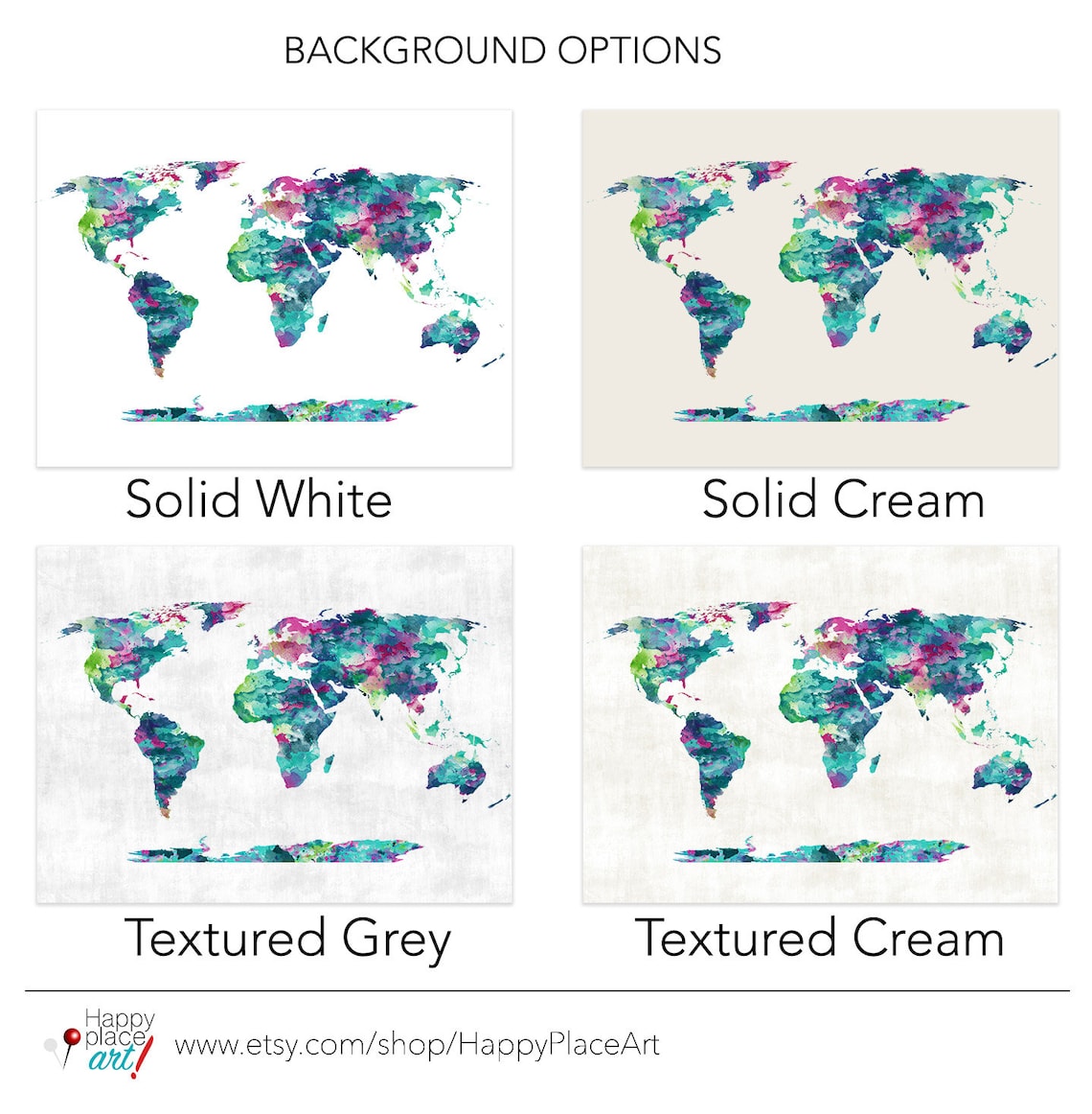 Teal world map World Map World Map Poster Large World Map | Etsy